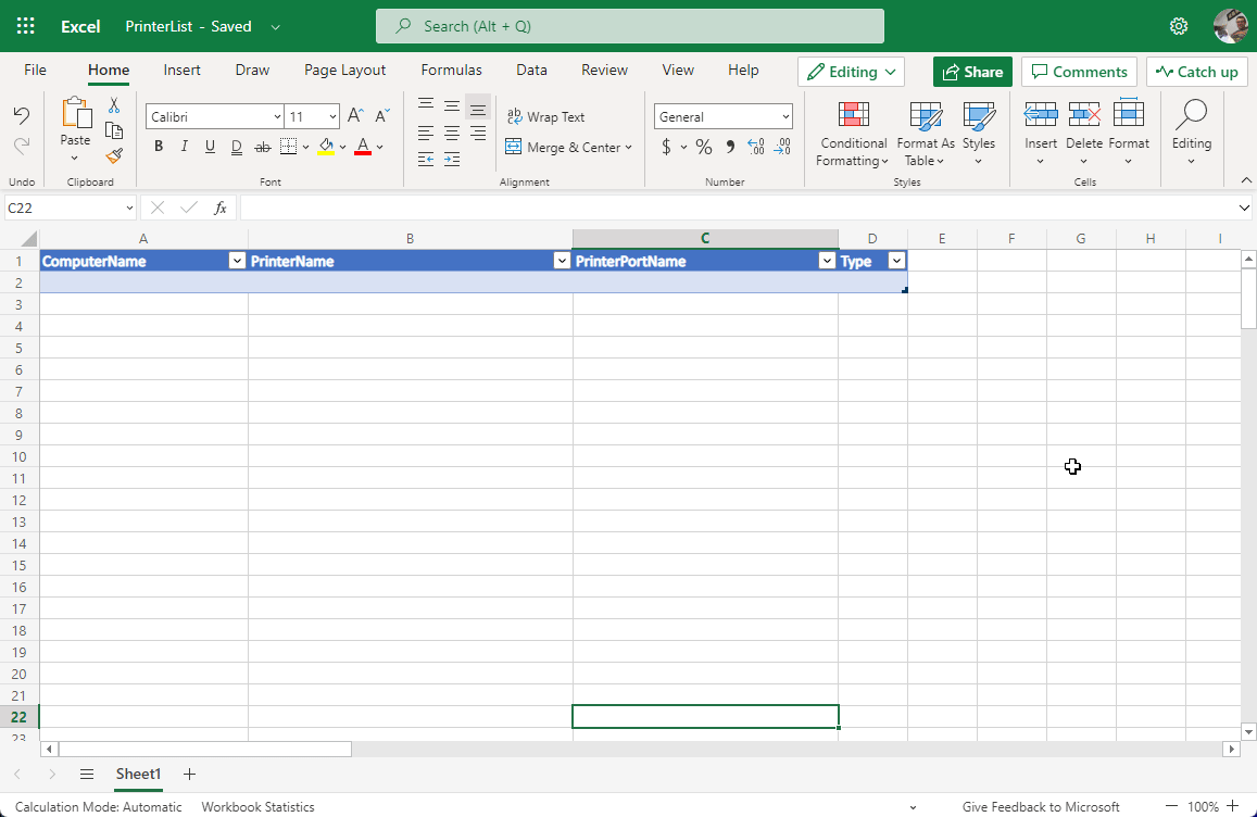 Get Data From Workstations And Send To An Excel Table For Free David